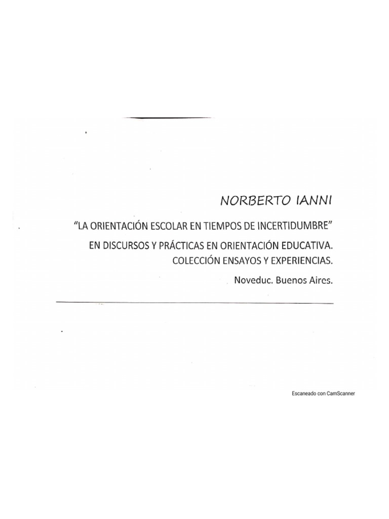 La Orientación Escolar en Tiempos de Incertidumbre. Una Tarea Compleja ...