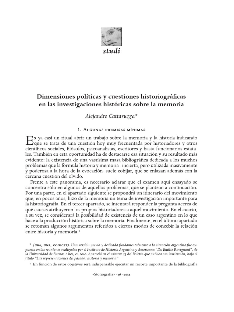 Cattaruzza Storiografia | PDF | Historiografía | Memoria
