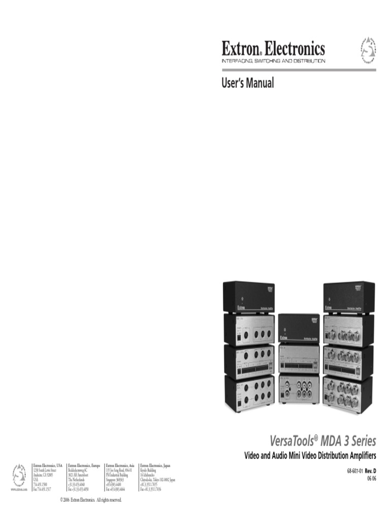 Extron VersaTools MDA 3 Series User Manual | PDF