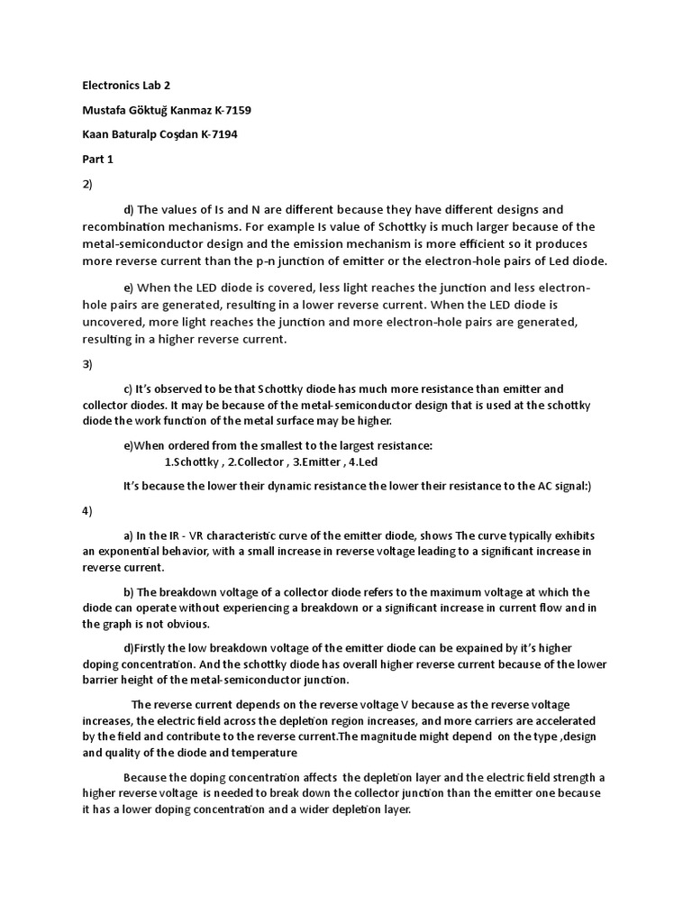 Electronics Lab2 | PDF