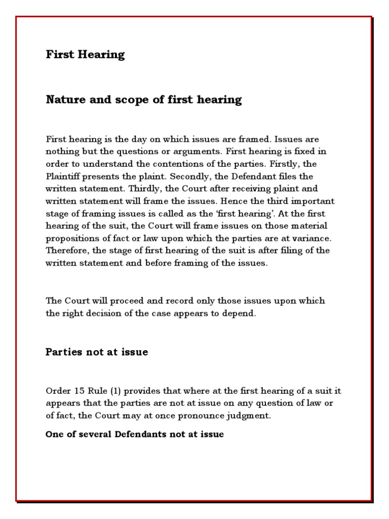 First Hearing | PDF