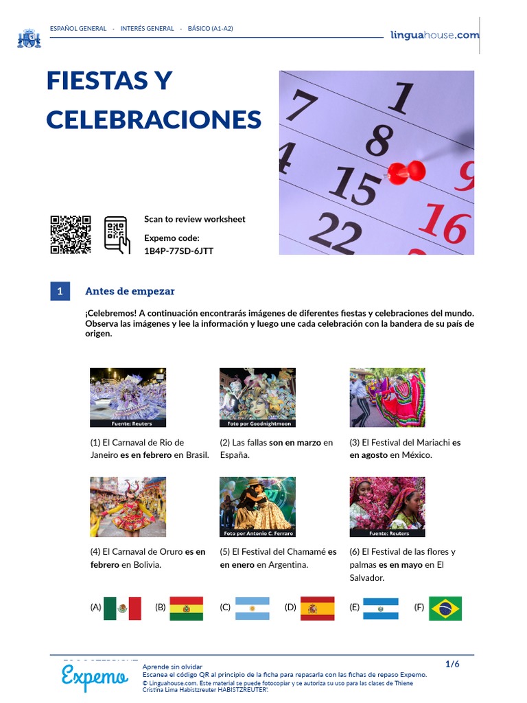 Fiestas y Celebraciones Castellano Spanish Teacher | PDF