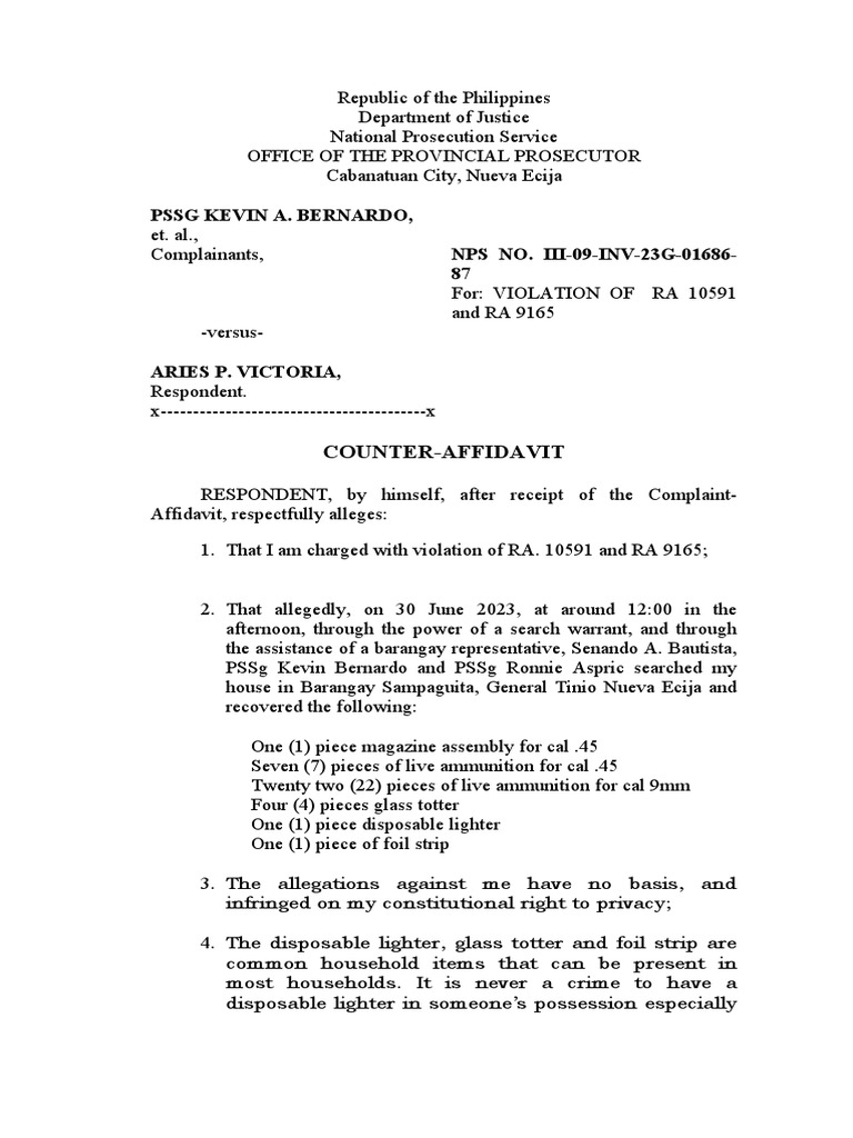 Counter Affidavit 10591 | PDF