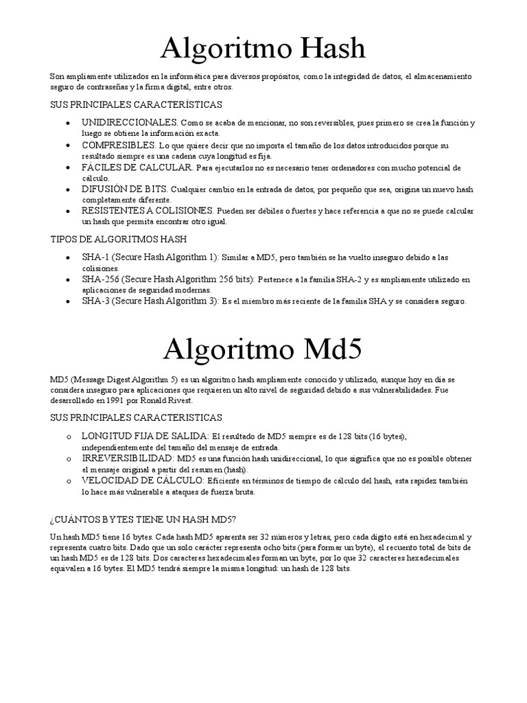 Algoritmo Hash Ymd5 y Ejercicios de La Lectura | PDF