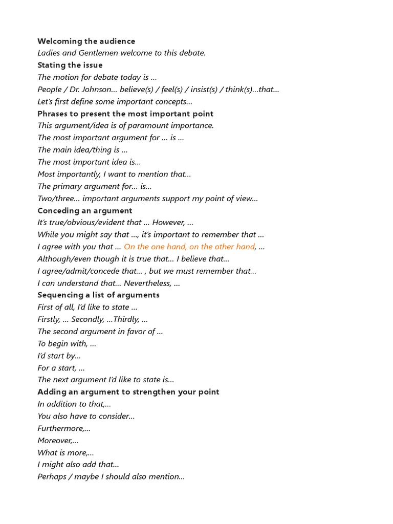 Useful Words For Debates | PDF