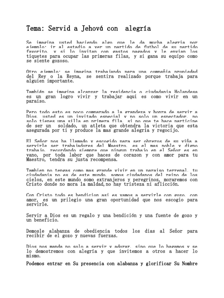 Servid A Jehova Con Alegría | PDF