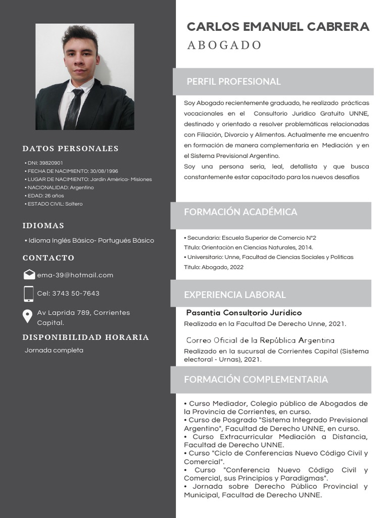 CV Carlos Emanuel Cabrera | PDF