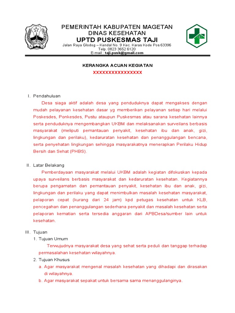 Template Kak | PDF | Kesehatan Holistik