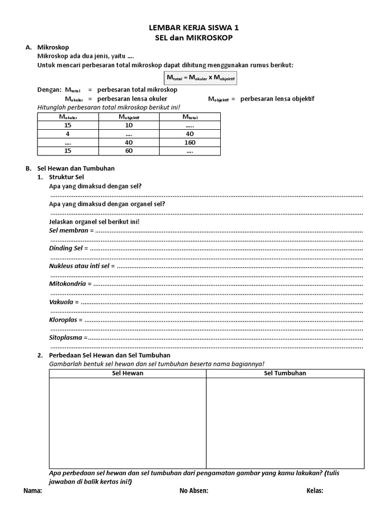 LKS 1 Sel Dan Mikroskop | PDF | Komputer | Teknologi & Rekayasa