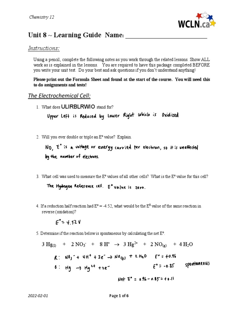 Unit 8 Learning Guide Name: Instructions | PDF