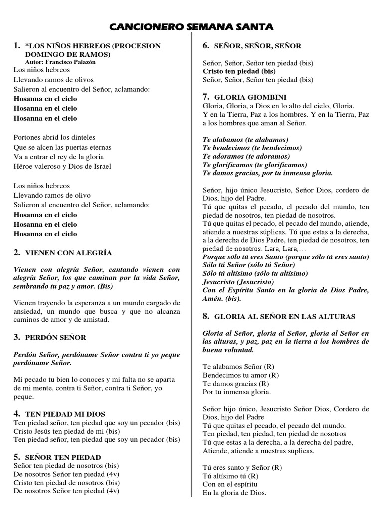 Cantos Semana Santa | PDF | eucaristía | Cristo (título)