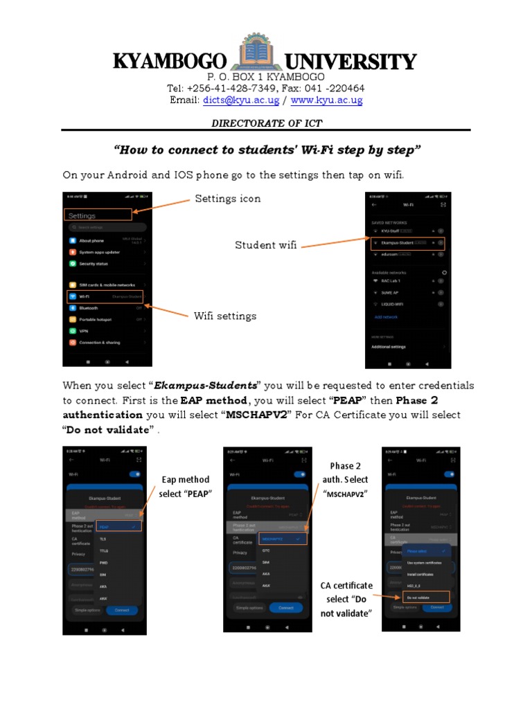 How to Connect to Students Wifi iPhone and Android 12 and a Bove | PDF