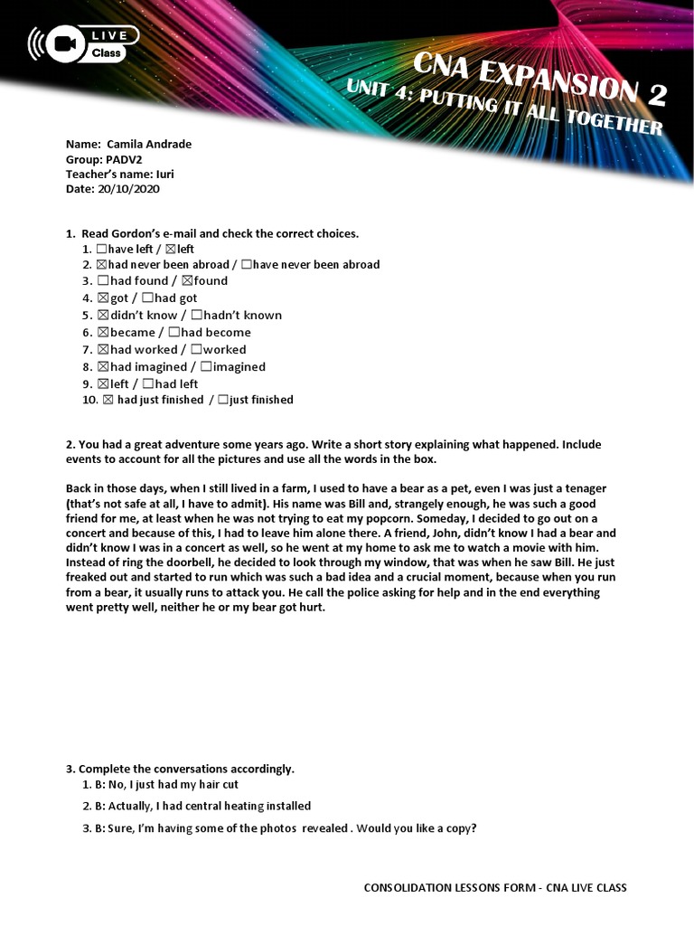 Camila Andrade - CNA Live Class - Pre-Advanced 2 - CNA Expansion 2 ...