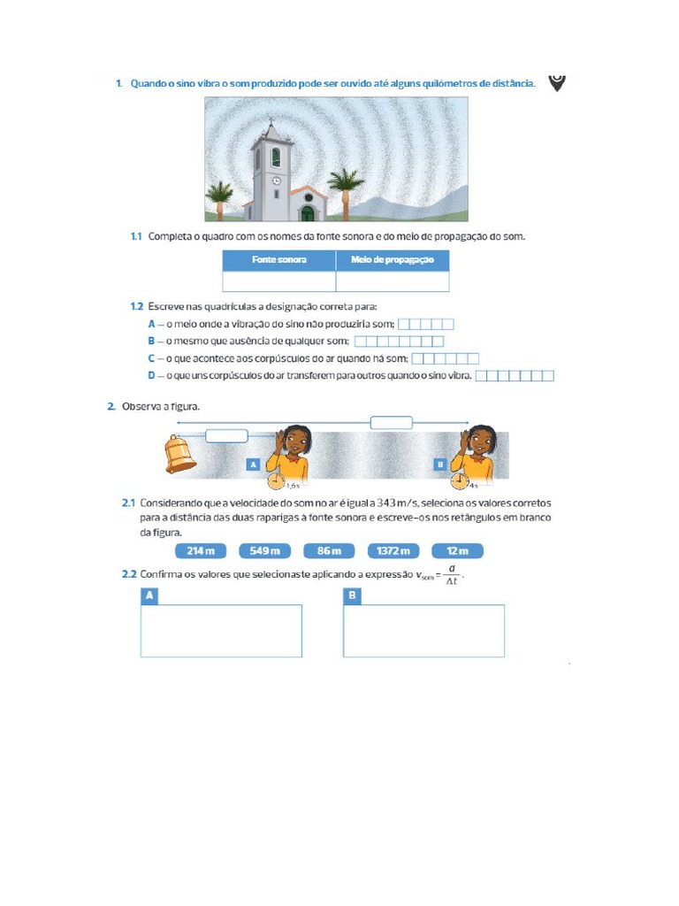 Ficha FQ 8º ano - SOM | PDF