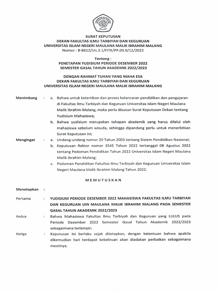 SK Yudisium 2022:2023 | PDF