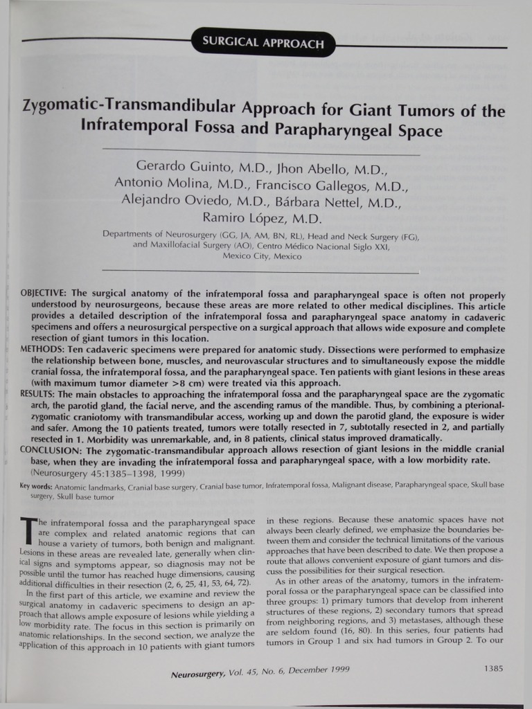 Abordaje Cigomato Transmandibular | PDF | Common Carotid Artery ...