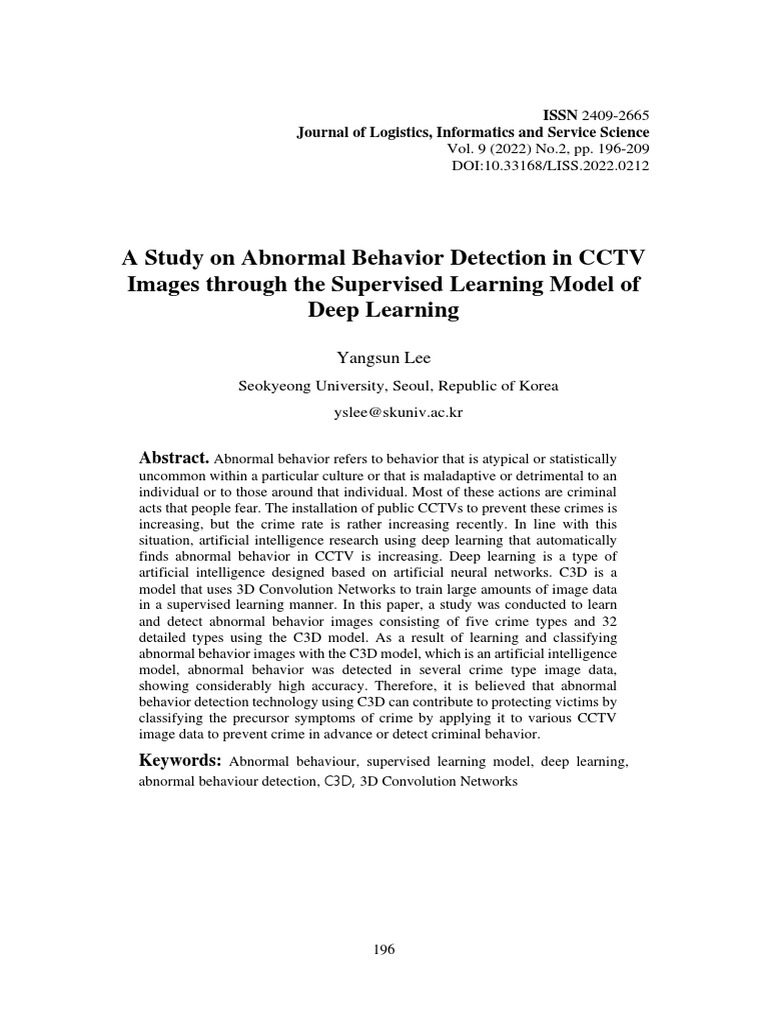 A Study On Abnormal Behavior Detection in CCTV Images Through The ...