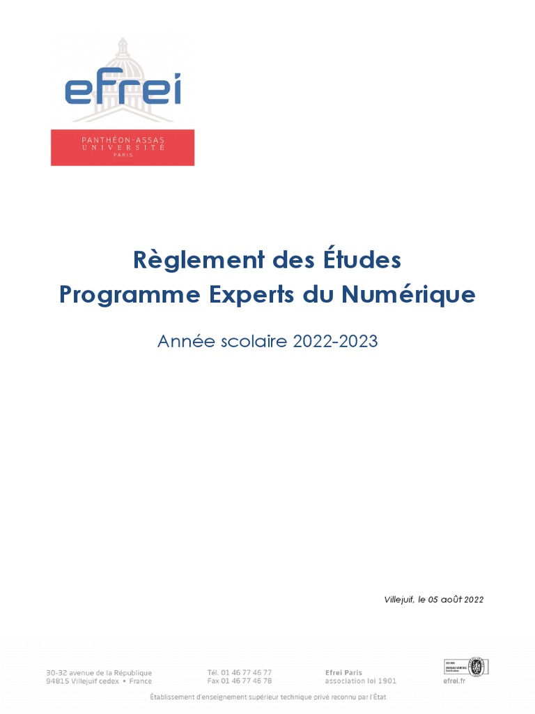 Règlement des Études Efrei 2022-2023 | PDF | Évolution de carrière ...