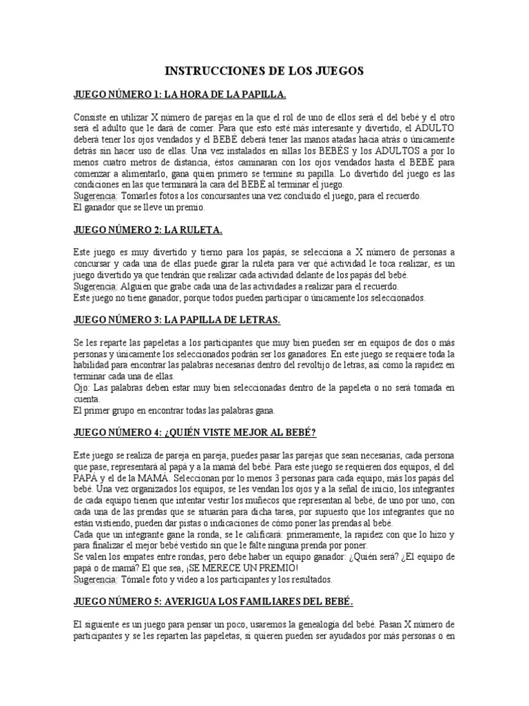 Instrucciones de Los Juegos | PDF