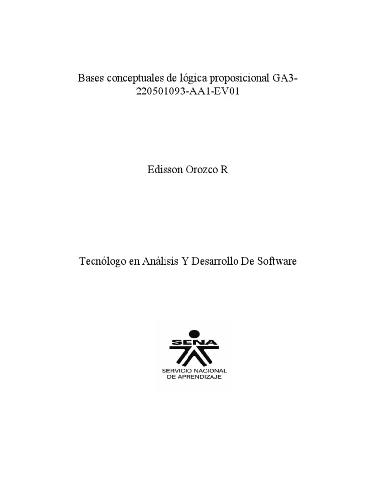 Bases Conceptuales de Lógica Proposicional GA3-220501093-AA1-EV01 | PDF