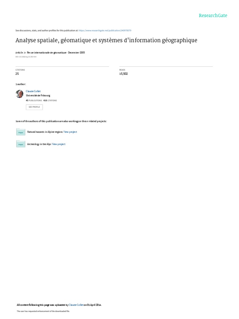 Analyse Spatiale Geomatique Et Systemes Dinformat | PDF | Géomatique ...