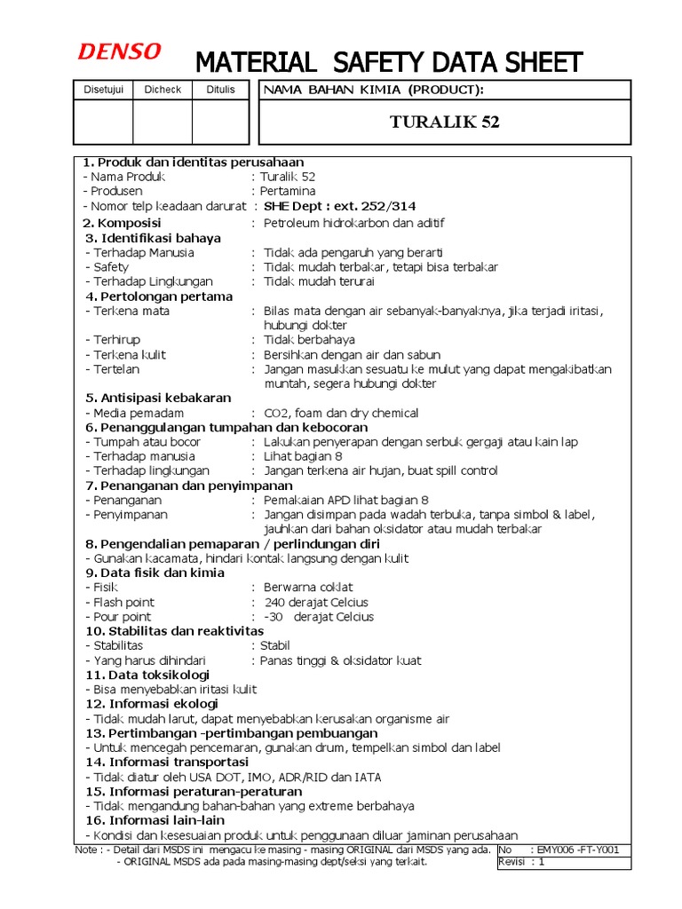 Z Contoh MSDS Standar | PDF