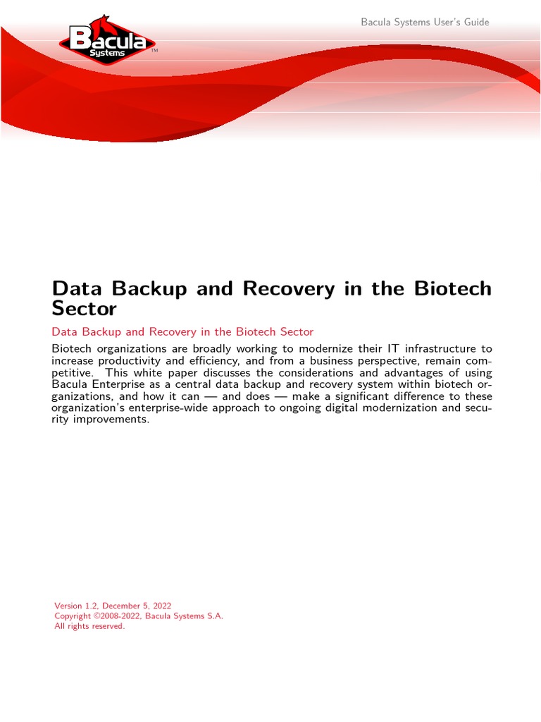 Bacula in The Biotech Sector | PDF | Computers