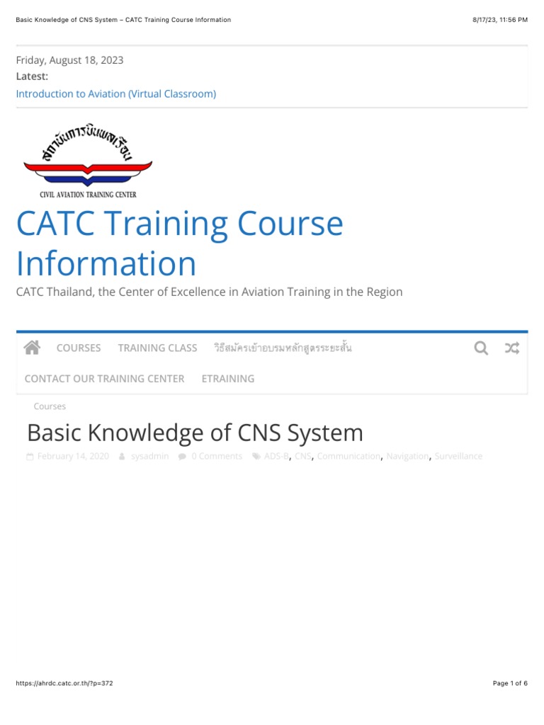 Basic Knowledge of CNS System – CATC Training Course Information | PDF