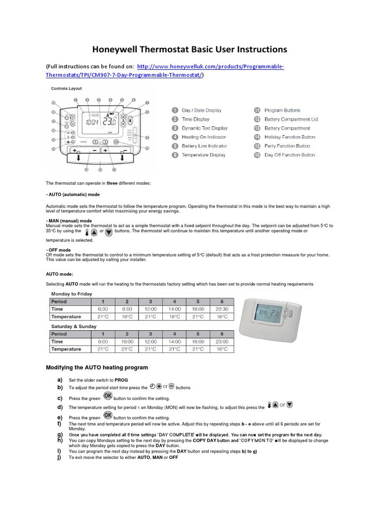Honeywell Thermostat | PDF