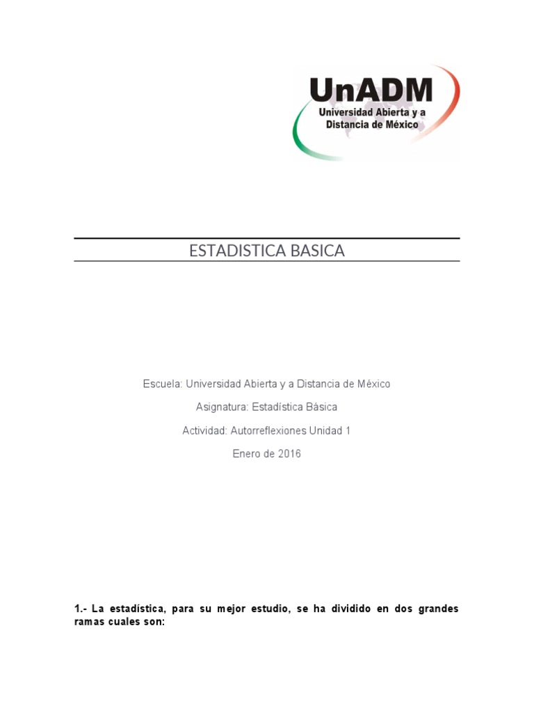 Guía de Estadística Básica UNADM | PDF