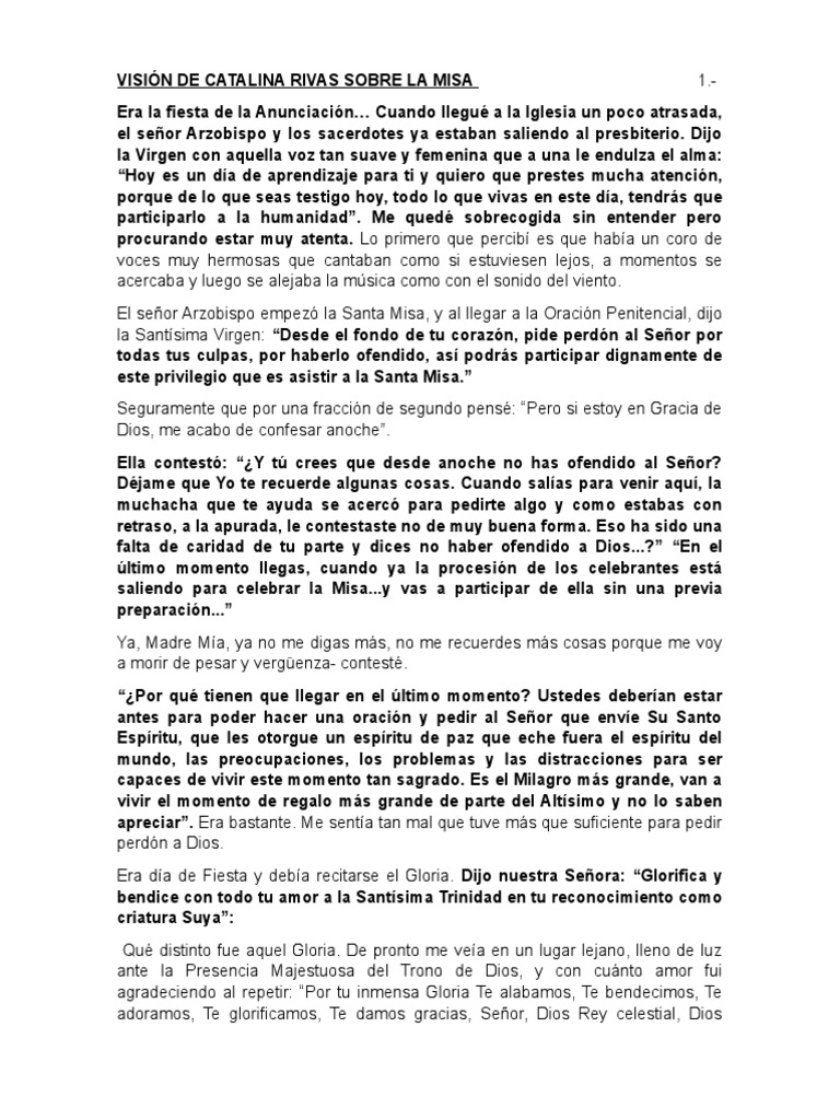 Visión de Catalina Rivas Sobre La Misa 1 | PDF
