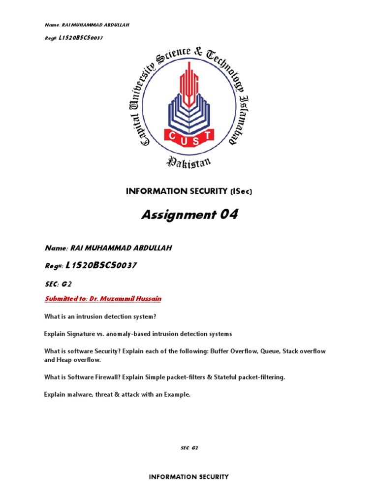 Information Security Assignment 04 Pdf