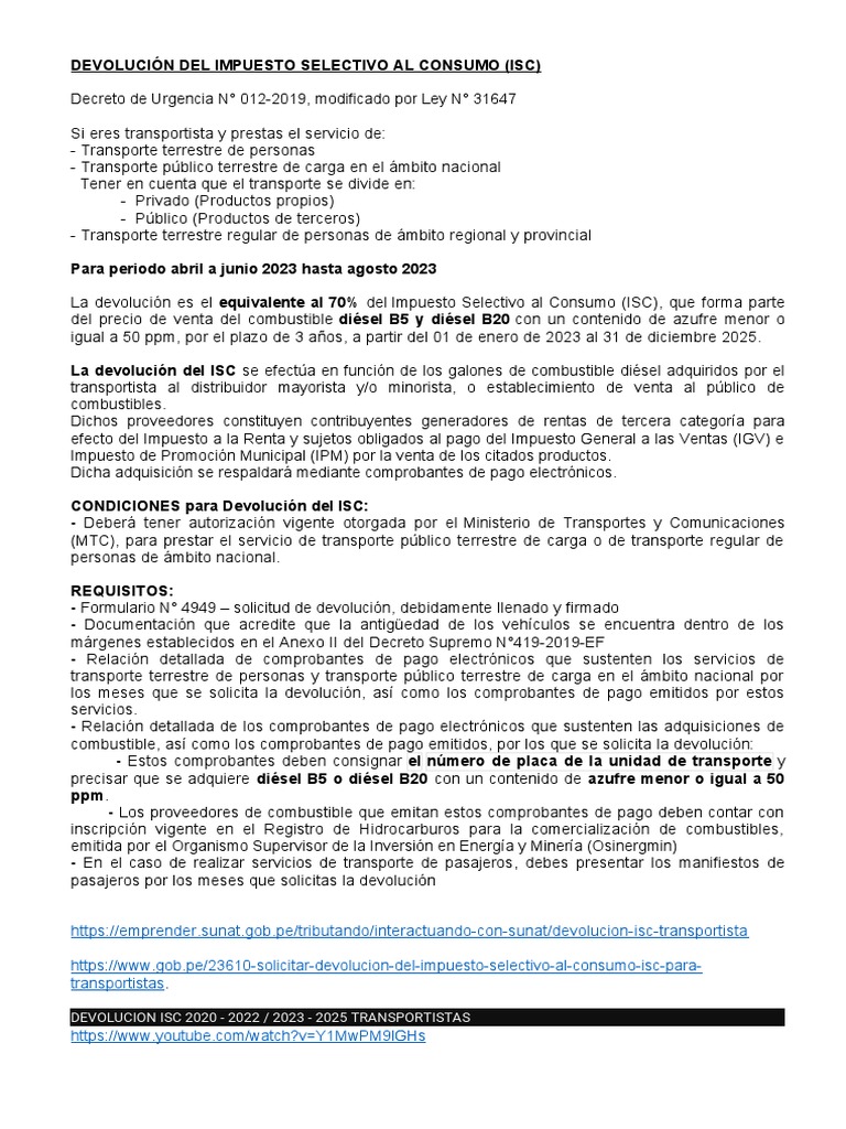 Devolución Isc | PDF