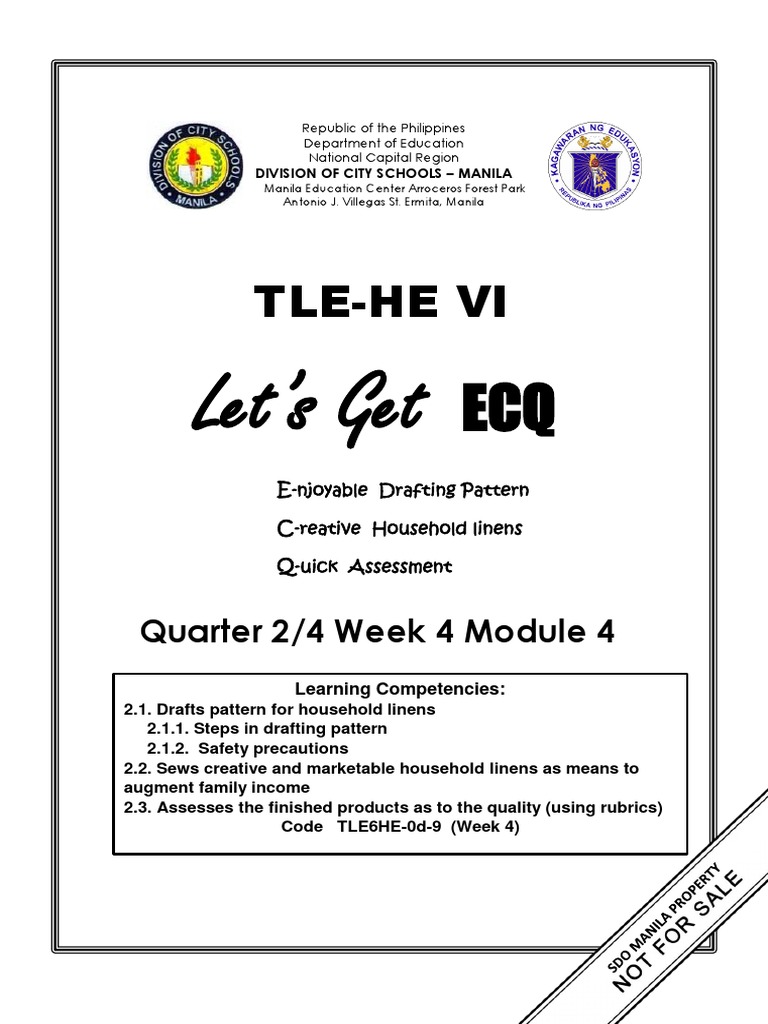 Tle He 6 Week 4 Module 4 Lets Get Ecq | PDF | Sewing | Rubric (Academic)