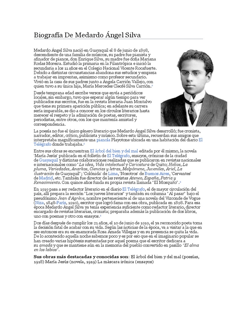 Biografía de Medardo Ángel Silva | PDF