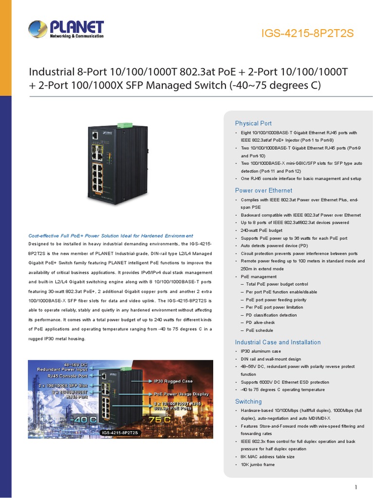 IGS 4215 8P2T2S - S | PDF | Computer Network | Ip Address