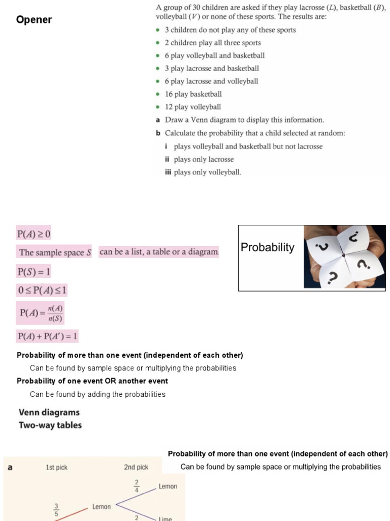 Venn Diagrams and Two Way Tables | PDF