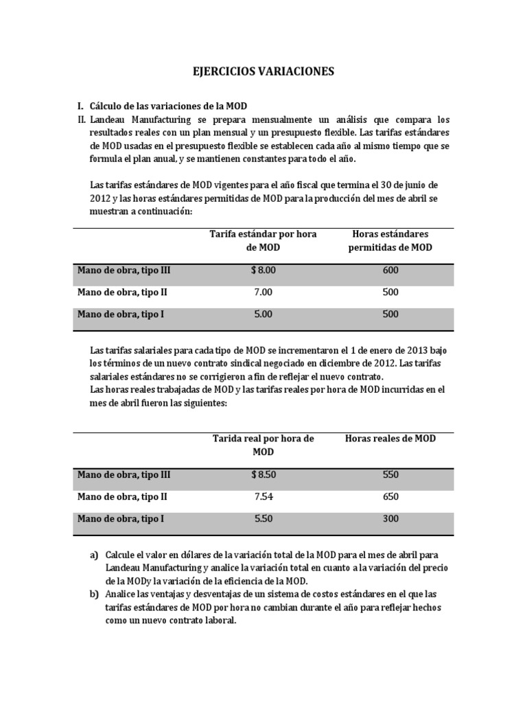 Ejercicios Variaciones Mod | PDF
