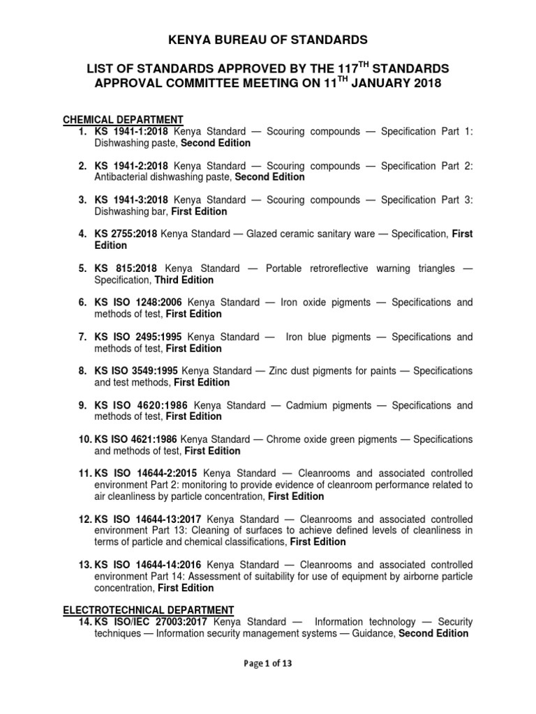 Approved List of Standards - January - 2018 | PDF | Information ...