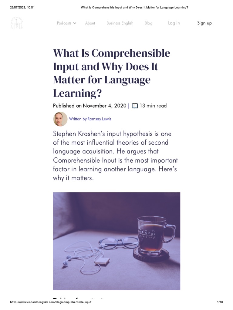What Is Comprehensible Input and Why Does It Matter For Language Learning | Download Free PDF ...
