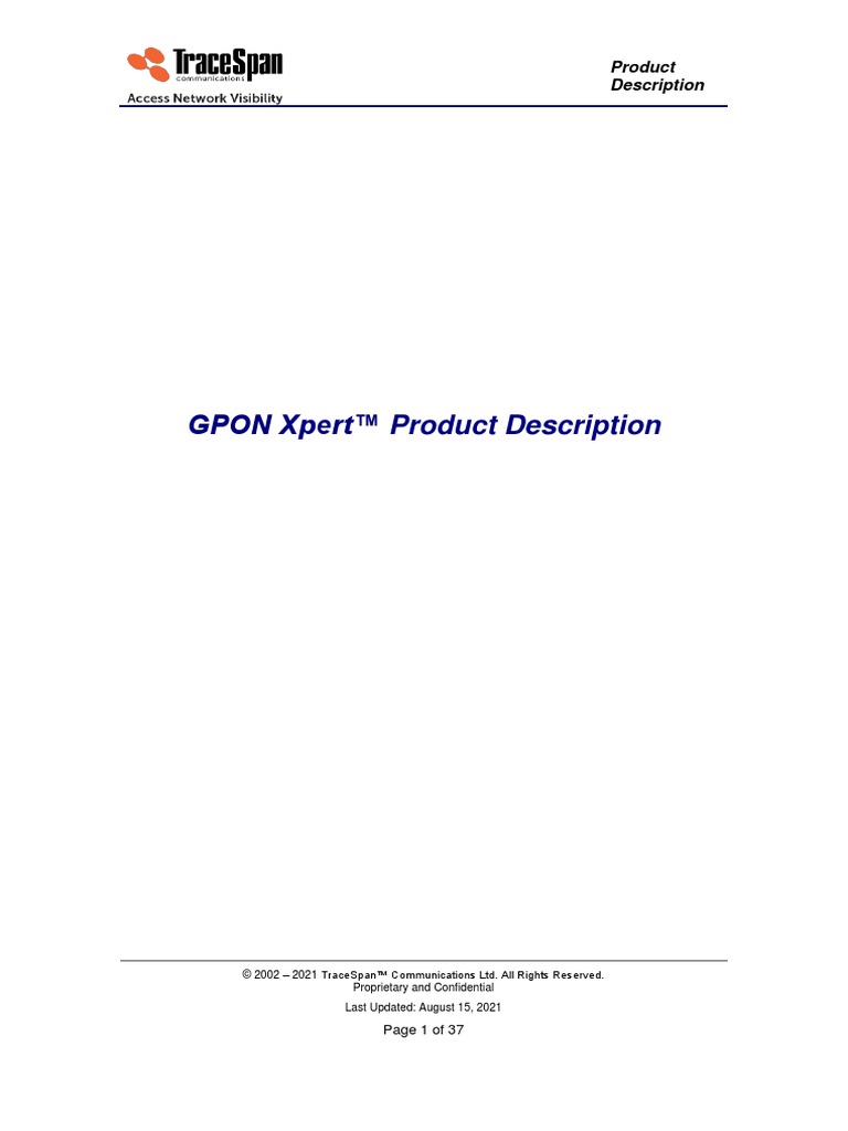 GPON Xpert Product Description | PDF | Network Architecture | Networking Standards