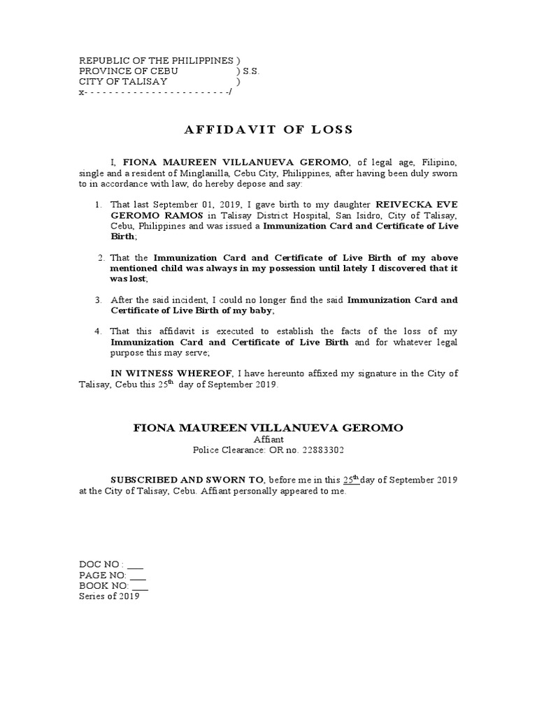 Affidavit of Loss - Diploma | PDF