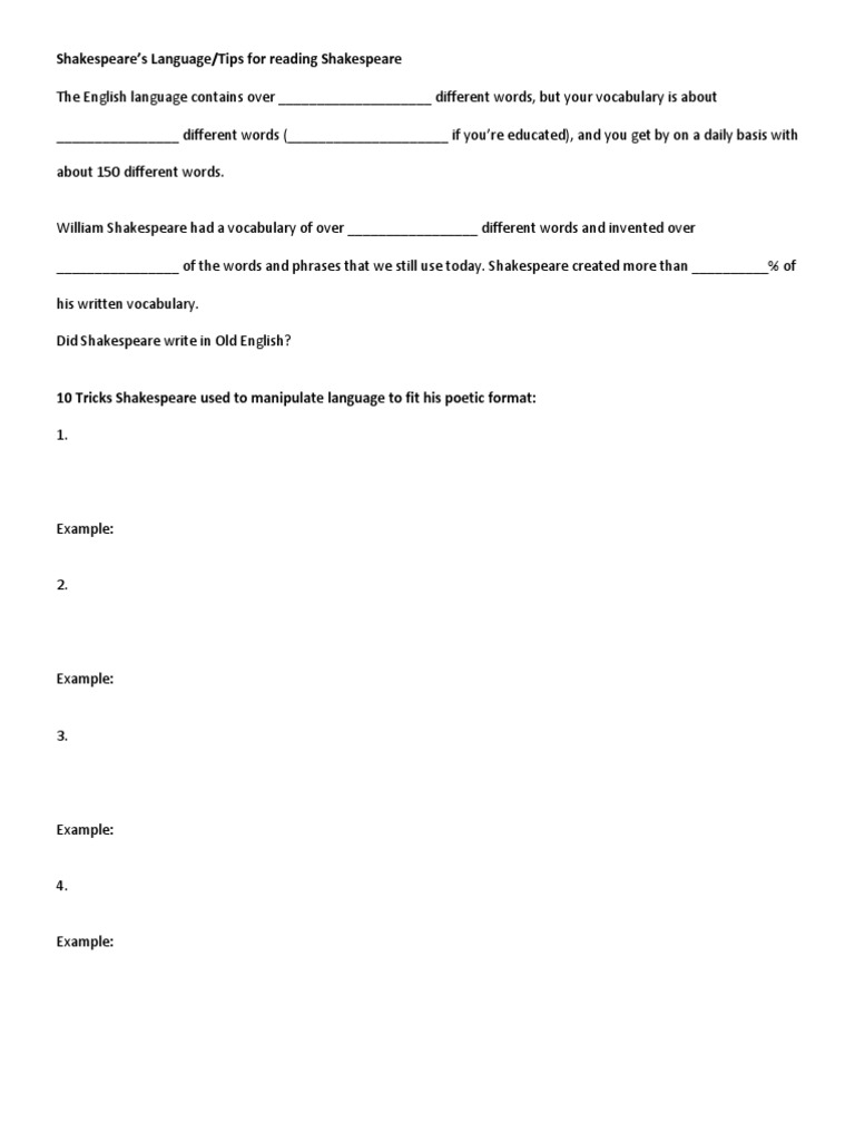 Tips for Reading Shakespeare's Language | PDF | Foreign Language Studies