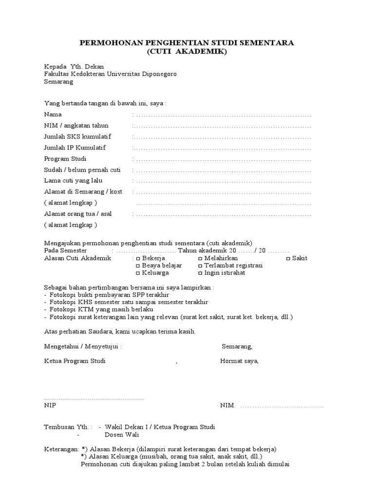Form Cuti Akademik | PDF | Karier & Perkembangan | Olahraga & Rekreasi