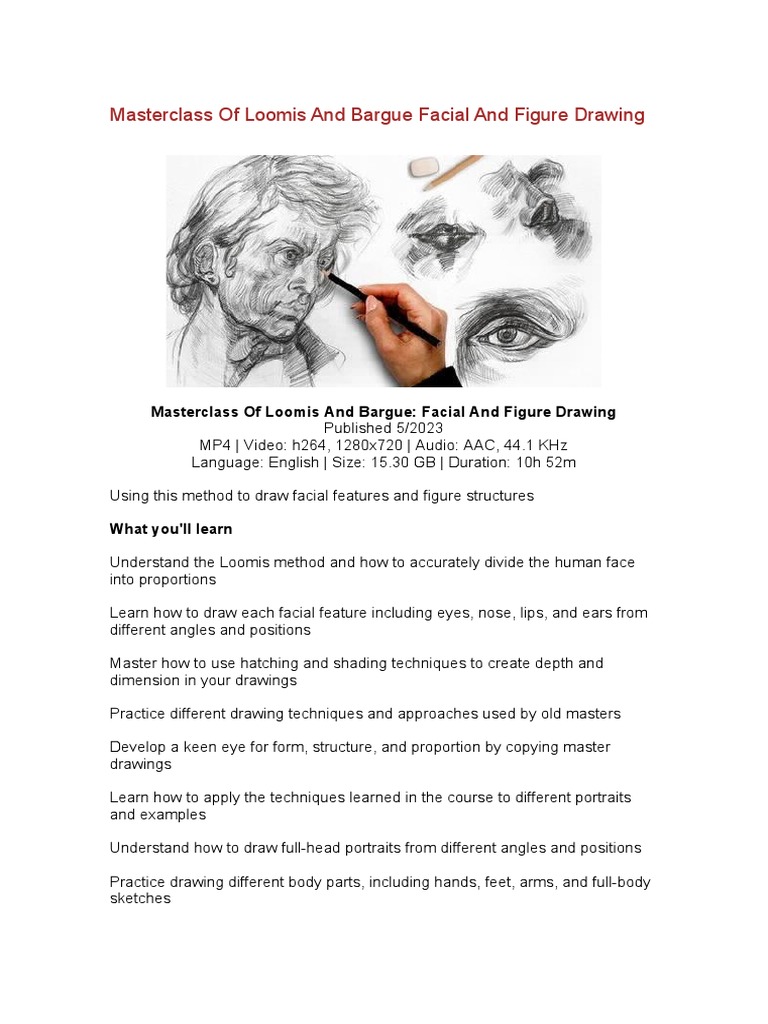 Masterclass of Loomis and Bargue Facial and Figure Drawing | PDF ...