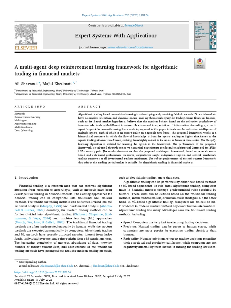 A Multi-Agent Deep Reinforcement Learning Framework For Algorithmic Trading in Financial Markets ...