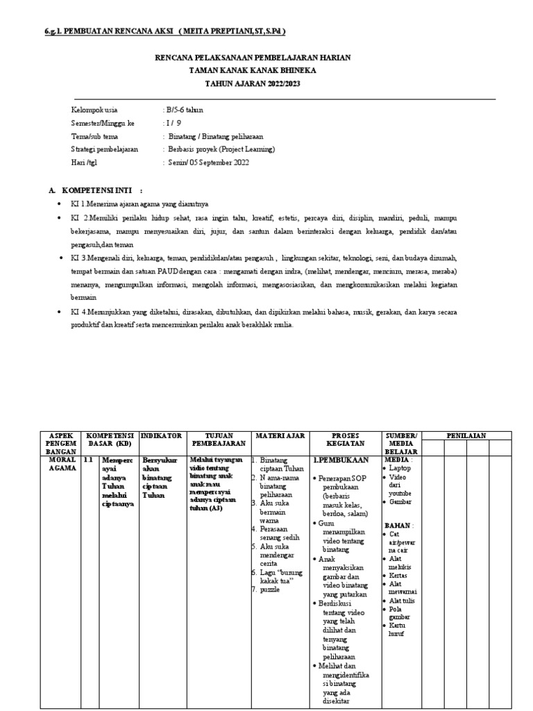 6.g.1 PEMBUATAN RENCANA AKSI | PDF
