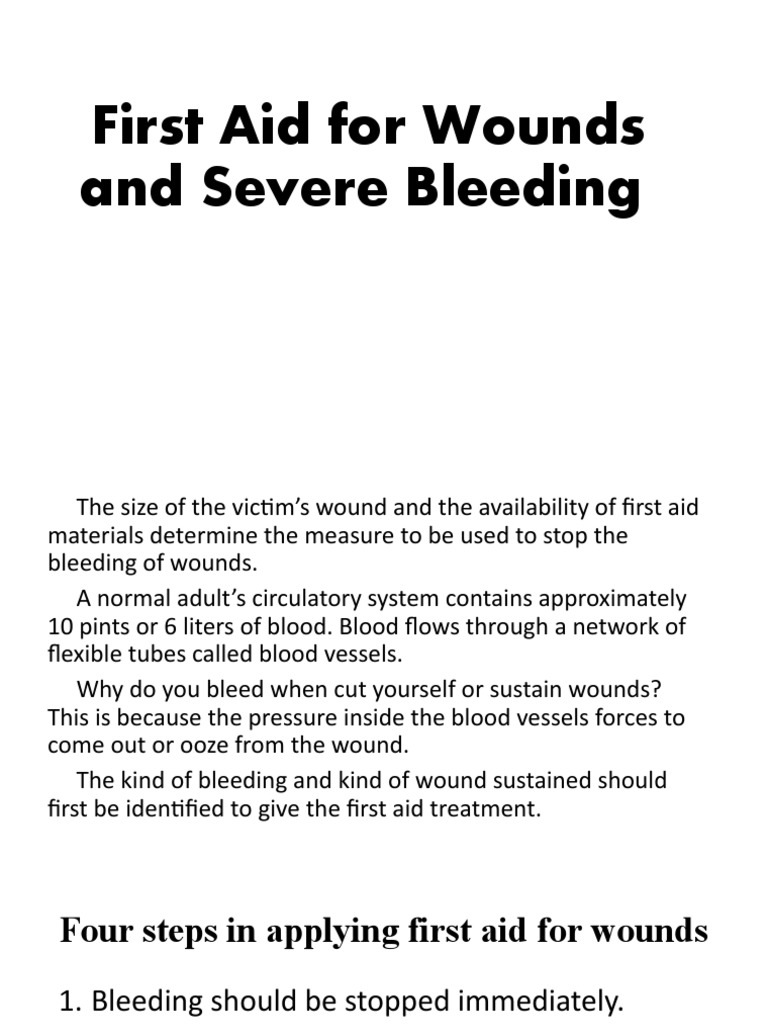 First Aid for Severe Bleeding Wounds | PDF | Vein | Bleeding