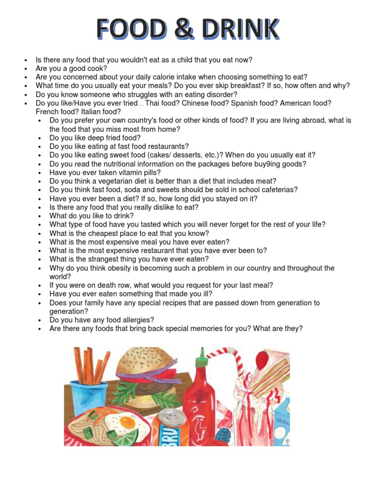 Food Speaking B1 | PDF