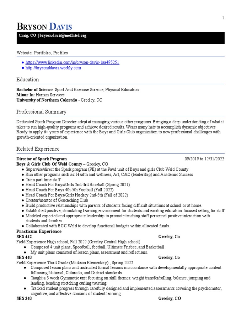 Bryson Davis Resume | PDF